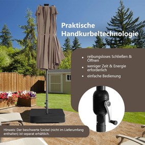 Costway 470 cm Velký dvojitý deštník na terasu s 48 solárními LED světly
