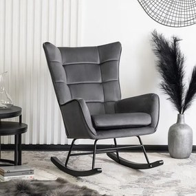 Designové houpací křeslo Bergen šedá velur