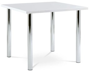 Autronic - Jídelní stůl 90x90 cm, chrom / vysoký lesk bílý - AT-1913B WT