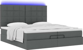 Osmanský rám postele s matrací tmavě šedý 200x200cm textil 3314032