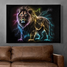 Obraz na plátně - barevný Lev (celé tělo) FeelHappy.cz Velikost obrazu: 150 x 100 cm