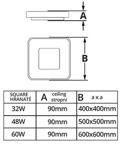 T-LED SMART Tuya LED svítidlo ZULU 48W CCT hranaté bílé SMART Tuya LED svítidlo ZULU 48W CCT hranaté bílé