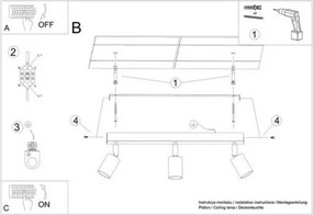Stropní svítidlo SOLLUX VERDO 3L černé GU10 3x10W bez žárovky SL.1293