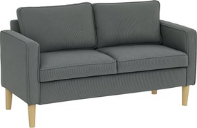 HOMCOM Moderní dvoumístná plyšová pohovka s područkami a 2 odnímatelnými polštáři, pohovka s úložným prostorem a dřevěnými nohami pro obývací pokoj, l