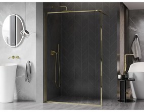 Mexen, Mexen Kioto-XF sprchová stěna s rámem 60 x 202 cm, transparentní 10 mm, zlatá - 800-060-104-50-00-X