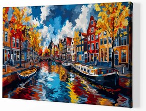 Obraz na plátně -Zlatým listopadem v Amsterdamu FeelHappy.cz Velikost obrazu: 40 x 30 cm