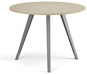 Konferenční stůl PRIMO ZEN, průměr 100 cm, šedostříbrná podnož, bříza