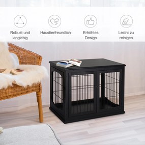 PawHut bouda pro psy, klec pro malá zvířata, MDF kov, černá, 81x58,5x66 cm| Aosom
