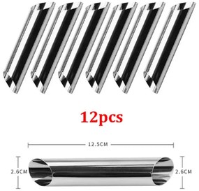 Kuchyňské nerezové kornoutky, trubičky na pečení - 6, 12 nebo 24 ks Barva: 12 ks válcové zkosení
