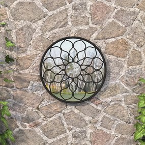 Zahradní zrcadlo černé 60 x 3 cm železo kulaté do exteriéru 318368