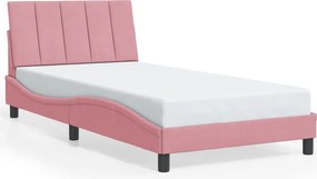 Rám postele s LED osvětlením bez matrace Hanko růžový 100 x 200 cm samet 3213768