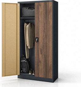 Víceúčelová kovová skříň antracitová / ořech, 900x1850x450 mm: DAWID Eco Design