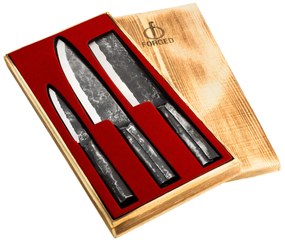Ručně vyráběné nože z oceli Forged | Sun System 3-dílná sada nožů Brute