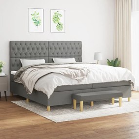 Box spring postel s matrací tmavě šedá 200x200 cm textil,  3137422