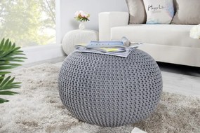 Pouf Leeds 50cm šeda pletená židle