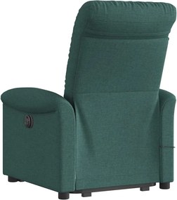 Zvedací masážní polohovací křeslo tmavě zelené textil 3303270