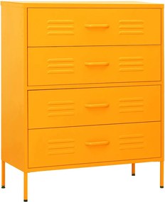 Komoda se zásuvkami hořčicově žlutá 80 x 35 x 101,5 cm ocel 336200