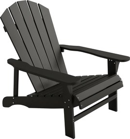 Outsunny venkovní odolné dřevěné adirondack křeslo — vysoké opěradlo, široké loketní opěrky, černé, 78 × 89 × 88 cm | Aosom