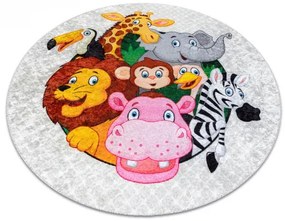 Dywany Luszczow Dětský kusový koberec JUNIOR 51595.801 pratelný  kulatý Zvířata, Afrika pro děti protiskluz, šedá Rozměr koberce: 120 cm KRUH