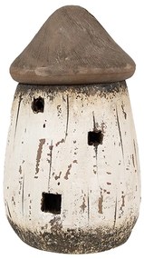 Bílo-hnědá přírodní dřevěná dekorace domek Nauticco - Ø 11*17 cm