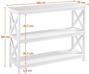 Odkládací stolek Yaheetech – bílá, 106 cm (délka) × 35 cm (šířka) × 80 cm (výška) (255329262730)