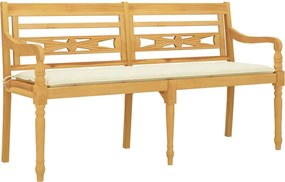 Lavice Batavia s krémovou poduškou 150 cm masivní teakové dřevo 3100843