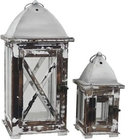 Sada 2 ks dřevěná lucerna, S/2 D7085 - výška 23,5 cm, 40 cm