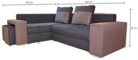 Rohová rozkládací sedačka MADRYT černo-šedá - DREAM VELVET 202.12 + DREAM VELVET 202.13
