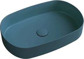 Sapho Sapho, INFINITY OVAL keramické umyvadlo na desku, 55x36 cm, matná zelena Petrol, 10NF65055-2P