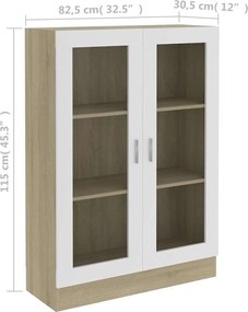 vidaXL Vitrína 82,5 x 30,5 x 115 cm kompozitní dřevo [802755] Barva: Bílá