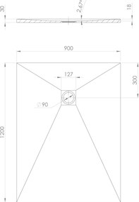 Polysan Polysan, TRENECA sprchová vanička z litého mramoru s možností úpravy rozměru 120x90cm, černá matná, 84307.21