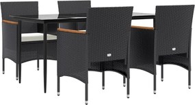 5dílný zahradní jídelní set s poduškami černý 3156640