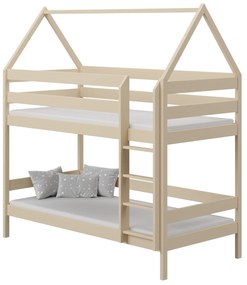 BabyBeds Dětská patrová postel DOMEČEK Velikost postele: 160x80 cm, Barva postele: Vanilka, Úložný prostor: Dva menší šuplíky na kolečkách