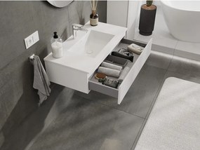 Mexen Rivel, koupelnová skříňka 90 cm s umyvadlem Otis, 1 zásuvka, drážkovaná, bílá matná, 91A20-09023-1-BF01-W18M01