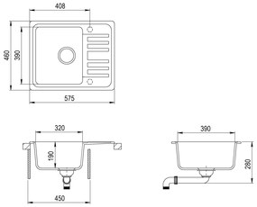 vidaXL Marketos Kuchyňský dřez single žulový černý