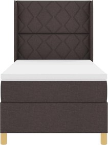 Postel s boxspringem s čelo Tmavě hnědá 90 x 190 cm textil 3341871