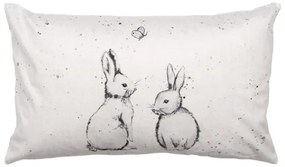 Béžový obdélníkový povlak na polštář s králíčky Bunny Buddies – 30x50 cm
