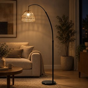 HOMCOM oblouková stojací lampa s dvojitým stínidlem, černá