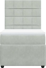 Box spring postel s matrací světle šedá 90x200 cm samet 3294538
