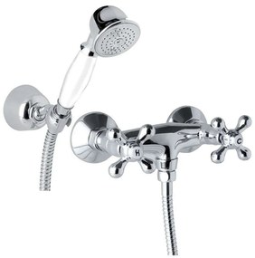 Mereo Retro Viktorie sprchová nástěnná baterie 100 mm s příslušenstvím mosaz chrom CBL601A