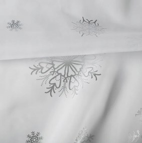 Hotová voálová vánoční záclona stříbrné vločky výška 40cm, různé rozměry, bílá Šířka: 100cm