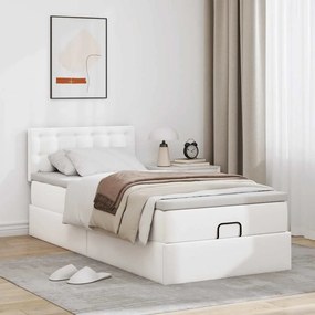Osmanský postel s matrací bílý 80x200cm umělá kůže 3311274