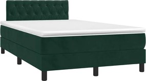 Box spring postel s matrací a LED tmavě zelená 120x190 cm samet 3270174