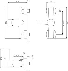 Invena Trend, sprchová baterie s ruční bodovou sprchovou soupravou, měděná matná, INV-BN-02-014-V