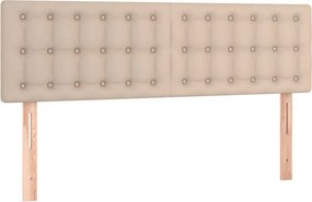 Box spring postel matrace a LED cappuccino 140x200cm umělá kůže 3134230