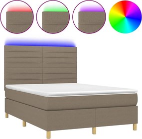Box spring postel s matrací a LED taupe 140x200 cm textil 3135521