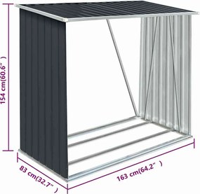 vidaXL Zahradní kůlna na dříví pozinkovaná ocel 163x83x154 cm [47091] Barva: Šedá