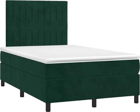 Box spring postel s matrací tmavě zelená 120x190 cm samet 3270010