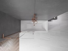 Mexen Velar L, 2-křídlová posuvná vanová zástěna 95 x 150 cm, 8mm čiré sklo, měděná matná, 896-095-003-01-65