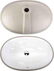 Rea Niva, oválné umyvadlo pod desku, 59.5 × 40.5 cm, bílá lesklá, REA-U3588